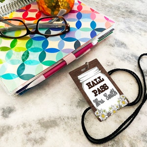 Mason Jar Theme Classroom Hall Passes for Teachers, Personalized, Hall ...