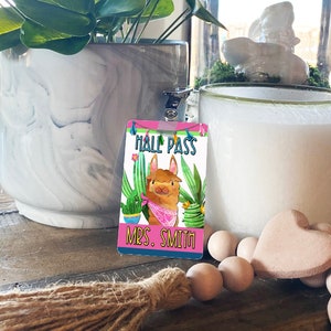 Llama Theme Classroom Hall Passes for Teachers, Personalized, Hall Pass ...
