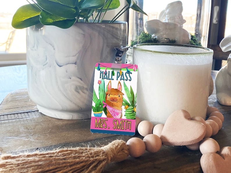 Llama Theme Classroom Hall Passes for Teachers, Personalized, Hall Pass ...