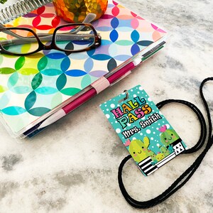 Cactus Theme Classroom Hall Passes for Teachers, Personalized, Hall ...