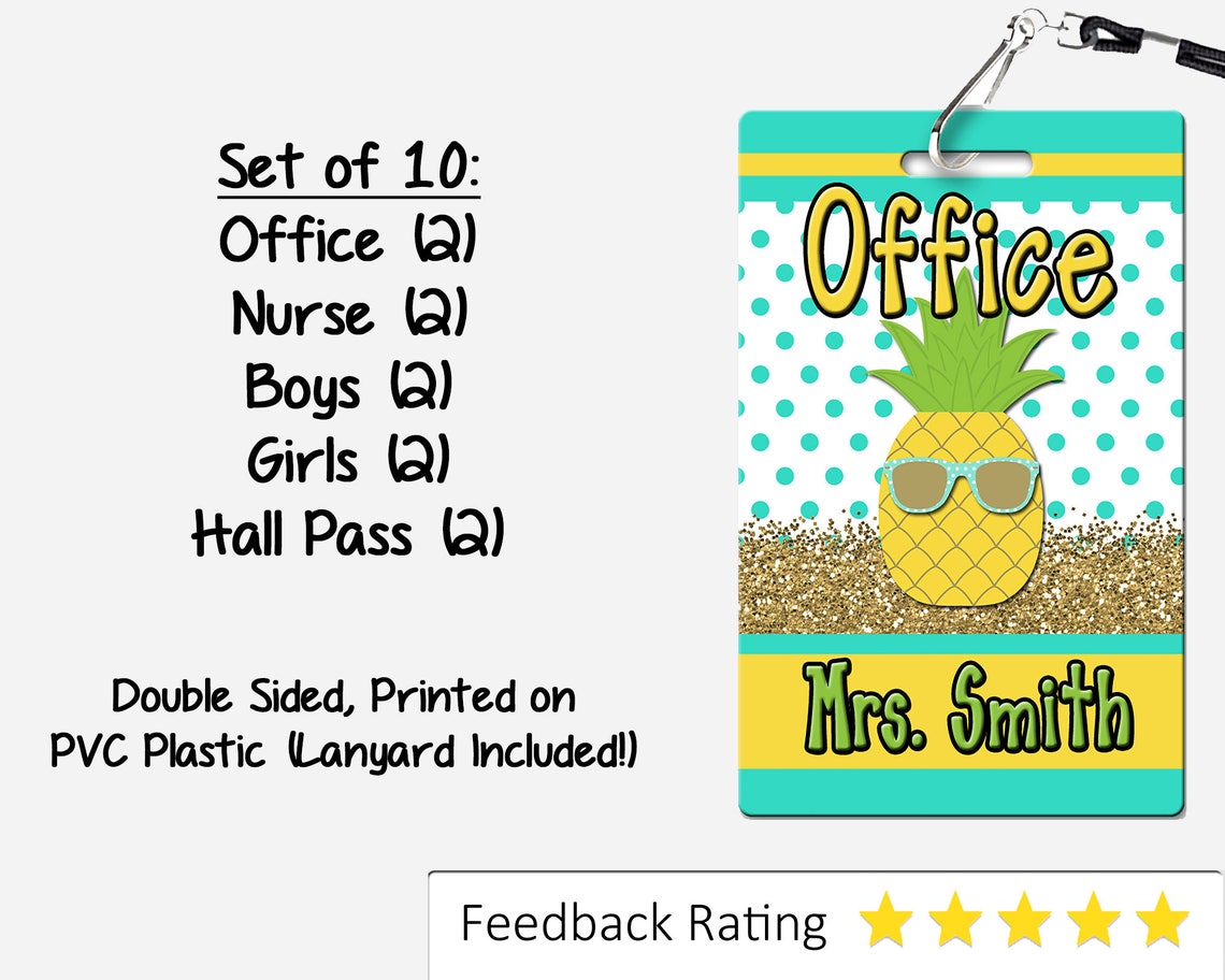 Pineapple Theme Classroom Hall Passes for Teachers | Etsy