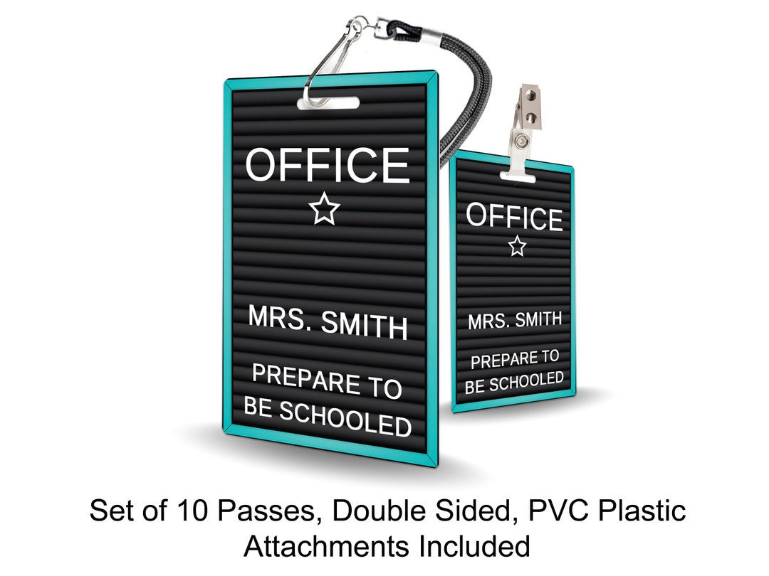 Letterboard Theme Classroom Hall Passes for Teachers, Personalized, Set ...