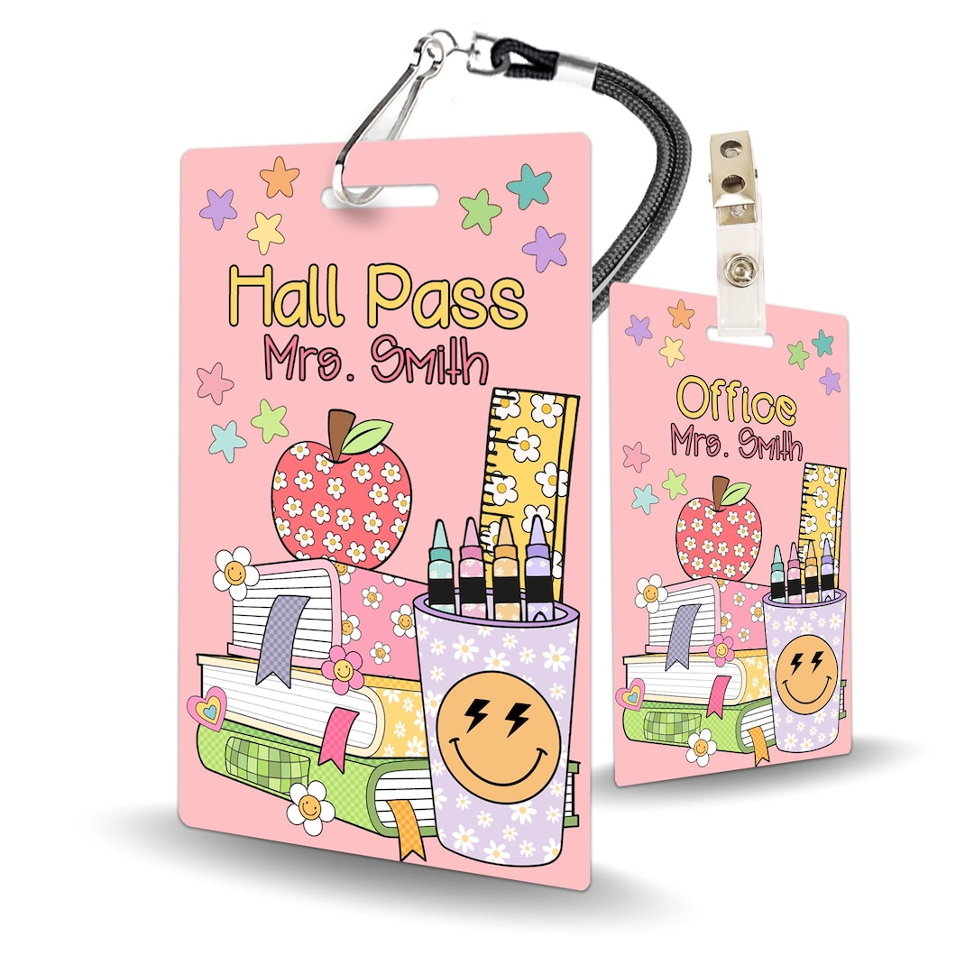 Groovy Books Theme Classroom Hall Passes for Teachers, Personalized ...