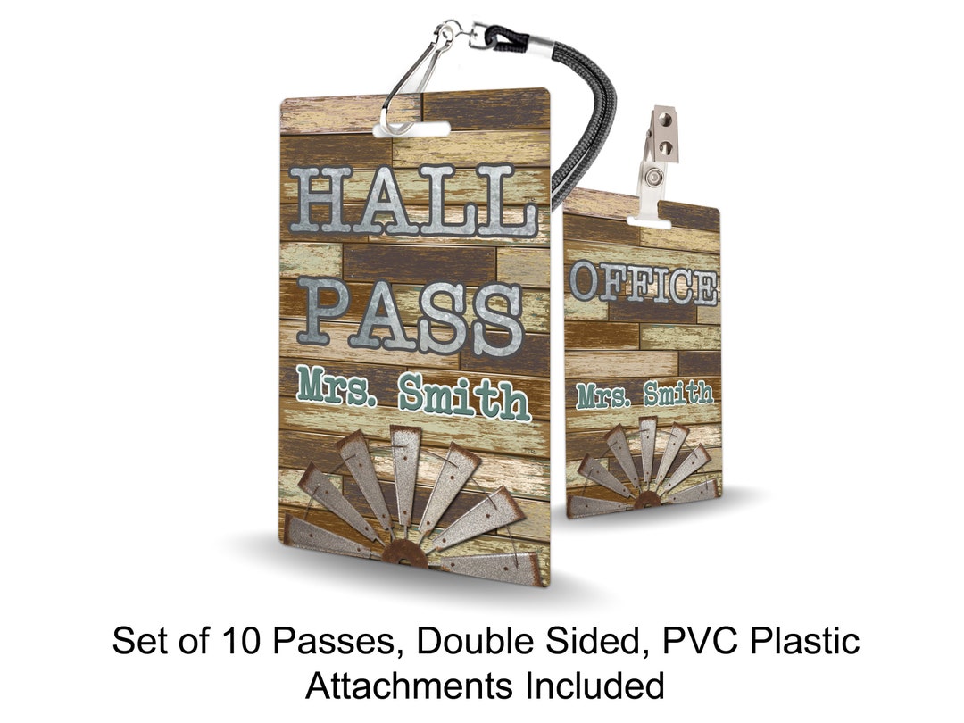 Farmhouse Theme Classroom Hall Passes for Teachers, Personalized, Hall ...
