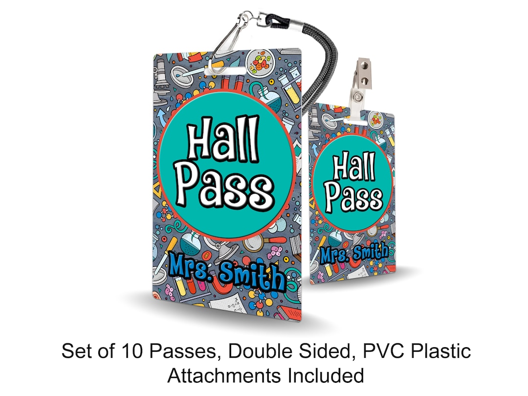Science Theme Classroom Hall Passes for Teachers, Personalized, Set of ...