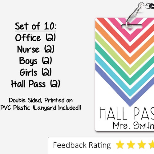 Rainbow Theme Classroom Hall Passes for Teachers - Etsy