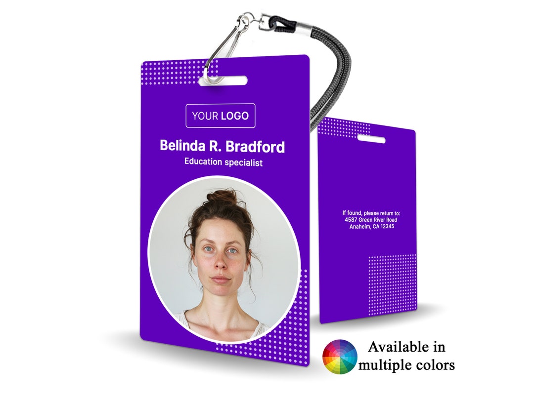 Portrait ID Badge - Employee Photo Card, Personalized Staff ...