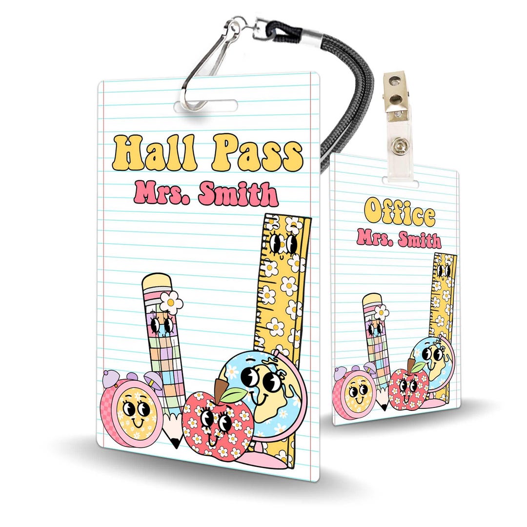 Old School Supplies Theme Classroom Hall Passes for Teachers ...