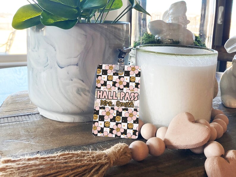 Smiley Checkerboard Theme Classroom Hall Passes for Teachers ...