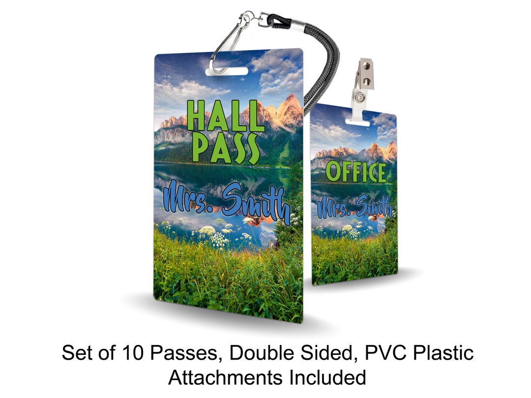 Mountain Theme Classroom Hall Passes for Teachers, Personalized, Hall ...