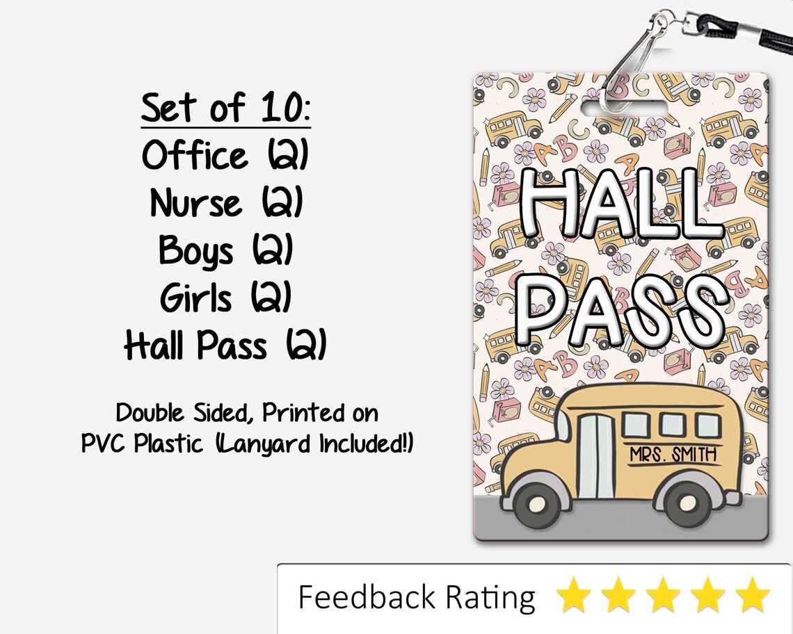 School Bus Theme Classroom Hall Passes for Teachers - Etsy
