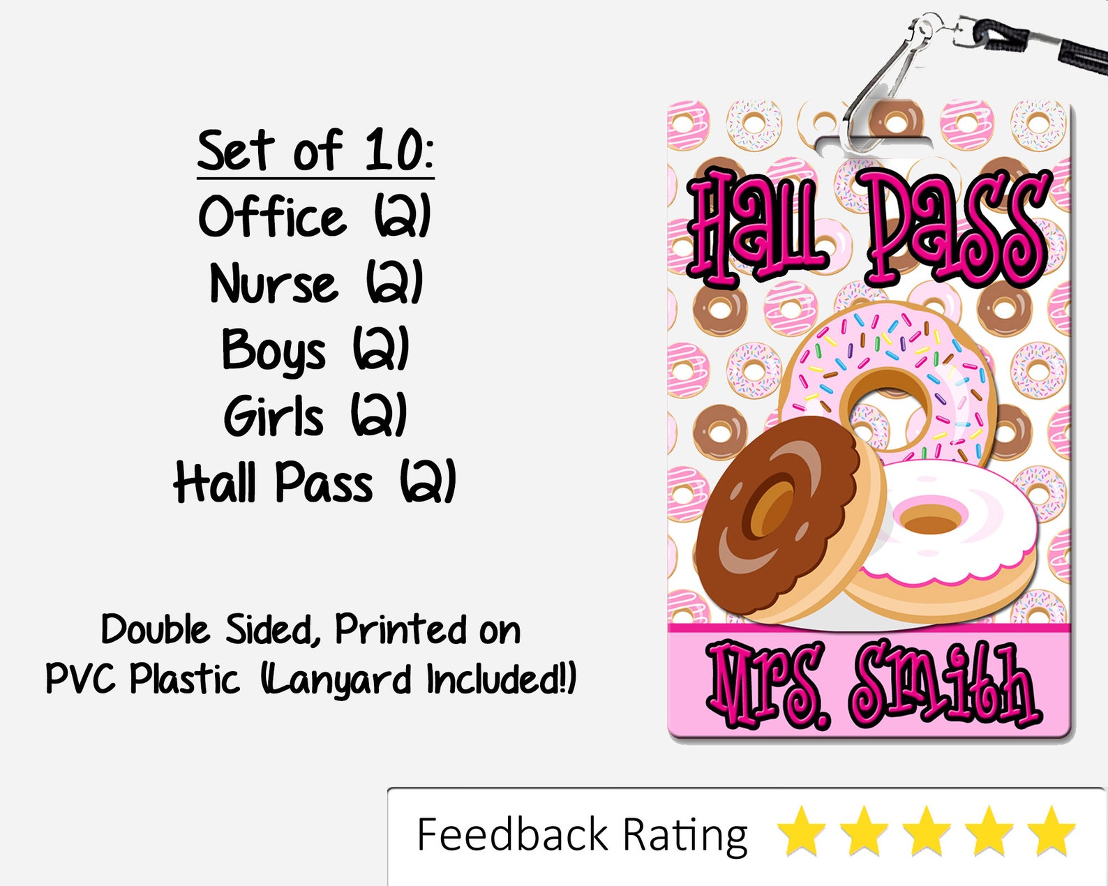 Donuts Theme Classroom Hall Passes for Teachers Personalized | Etsy