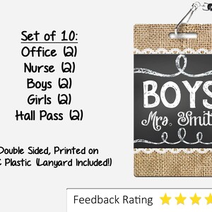 Burlap and Chalk Theme Classroom Hall Passes for Teachers, Personalized ...