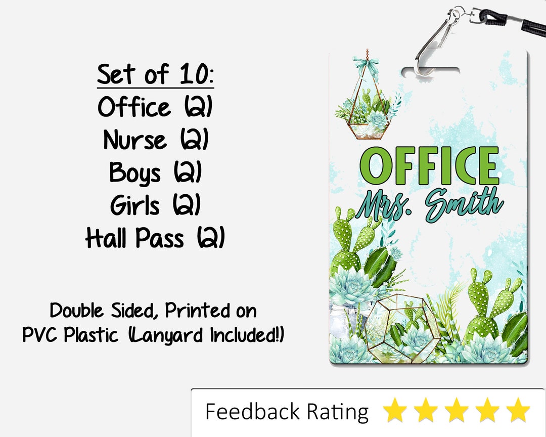 Succulent Terrarium Theme Classroom Hall Passes for Teachers - Etsy