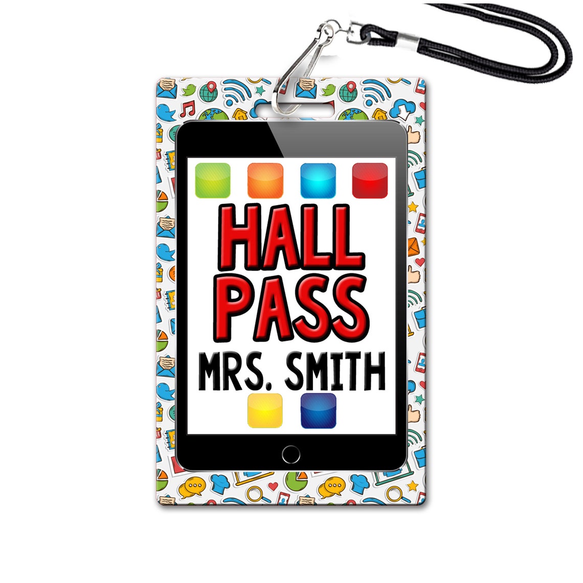 IPad Theme Classroom Hall Passes for Teachers, Personalized, Hall Pass ...