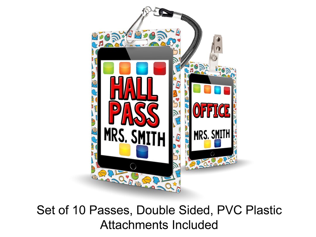 IPad Theme Classroom Hall Passes for Teachers, Personalized, Hall Pass ...