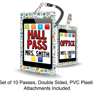 IPad Theme Classroom Hall Passes for Teachers, Personalized, Hall Pass ...