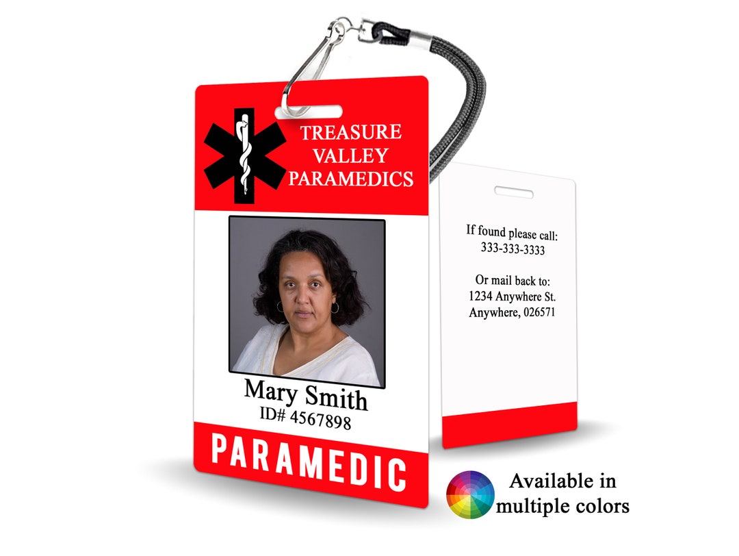 Paramedic ID Badge - Paramedic Badge, Medical ID, Emergency Responder ...