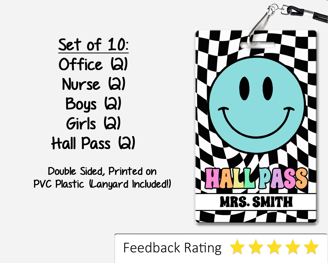 Smiley Face Pastel Theme Classroom Hall Passes for Teachers ...