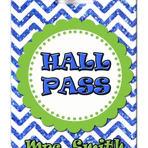 Preppy Chevron Theme Classroom Hall Passes for Teachers, Personalized ...
