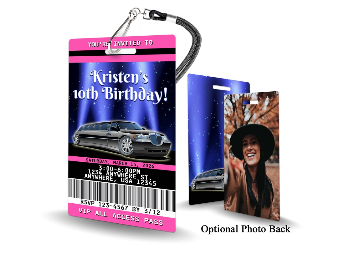 Limo Birthday Invitation PLASTIC Limo Birthday, Limo Birthday ...