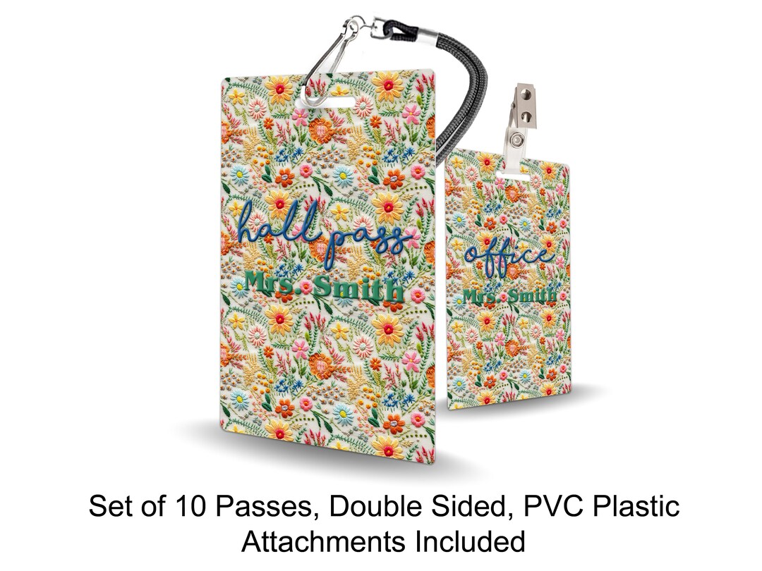 Wildflowers Theme Classroom Hall Passes for Teachers, Personalized ...