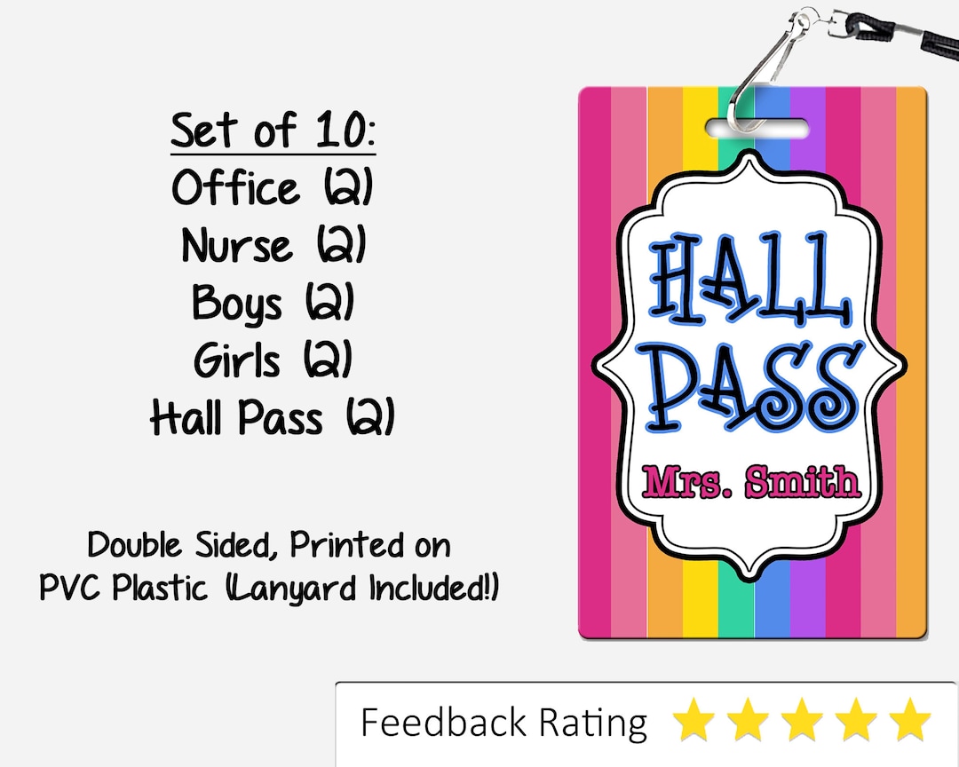 Stripes Theme Classroom Hall Passes for Teachers - Etsy