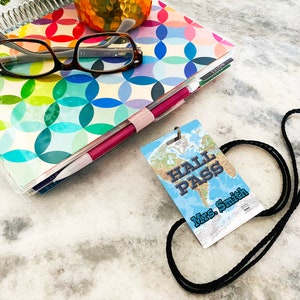 World Map Theme Classroom Hall Passes for Teachers, Personalized, Set ...