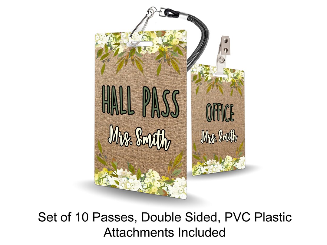 Burlap and Flowers Theme Classroom Hall Passes for Teachers ...