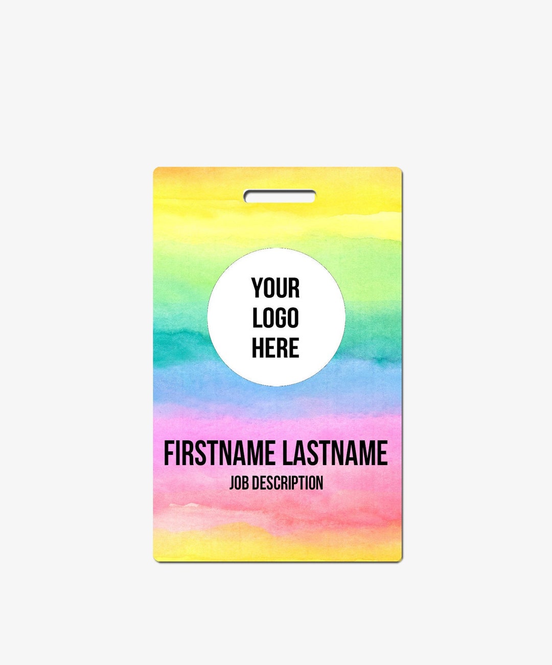 Rainbow Watercolor Name Badge Colorful ID Badge, Custom Personalized ...