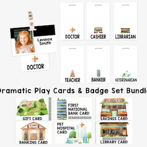 BUNDLE Dramatic Play Wallet Cards and Occupation Badge Set (13 Cards ...