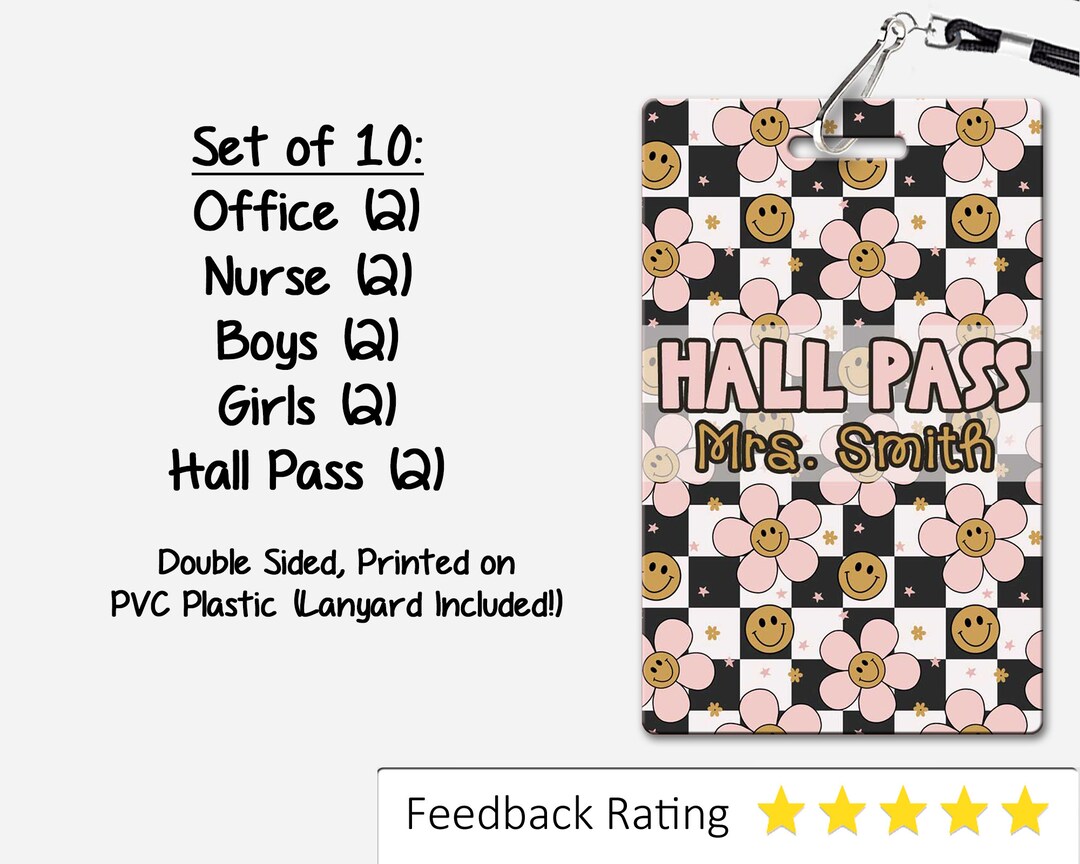 Smiley Checkerboard Theme Classroom Hall Passes for Teachers - Etsy