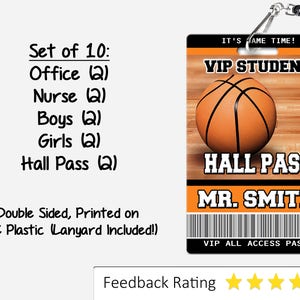 Basketball Theme Classroom Hall Passes for Teachers, Personalized, Set ...