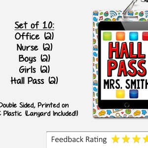 IPad Theme Classroom Hall Passes for Teachers, Personalized, Hall Pass ...
