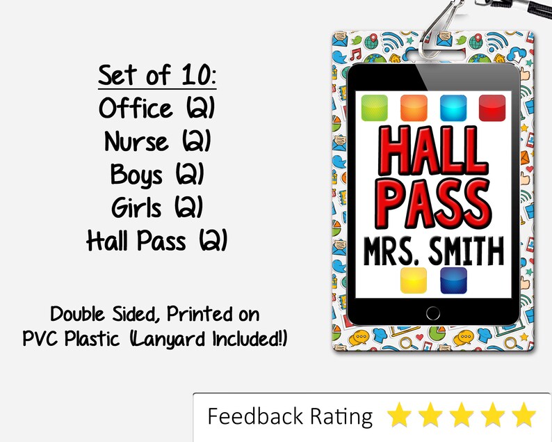 IPad Theme Classroom Hall Passes for Teachers, Personalized, Hall Pass ...