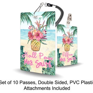 Tropical Getaway Theme Classroom Hall Passes for Teachers, Personalized ...