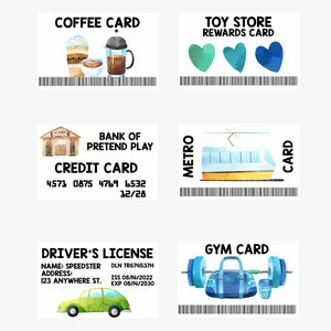 Dramatic Play Wallet Card Set (6 Cards), Pretend Play Kids Badges - Etsy