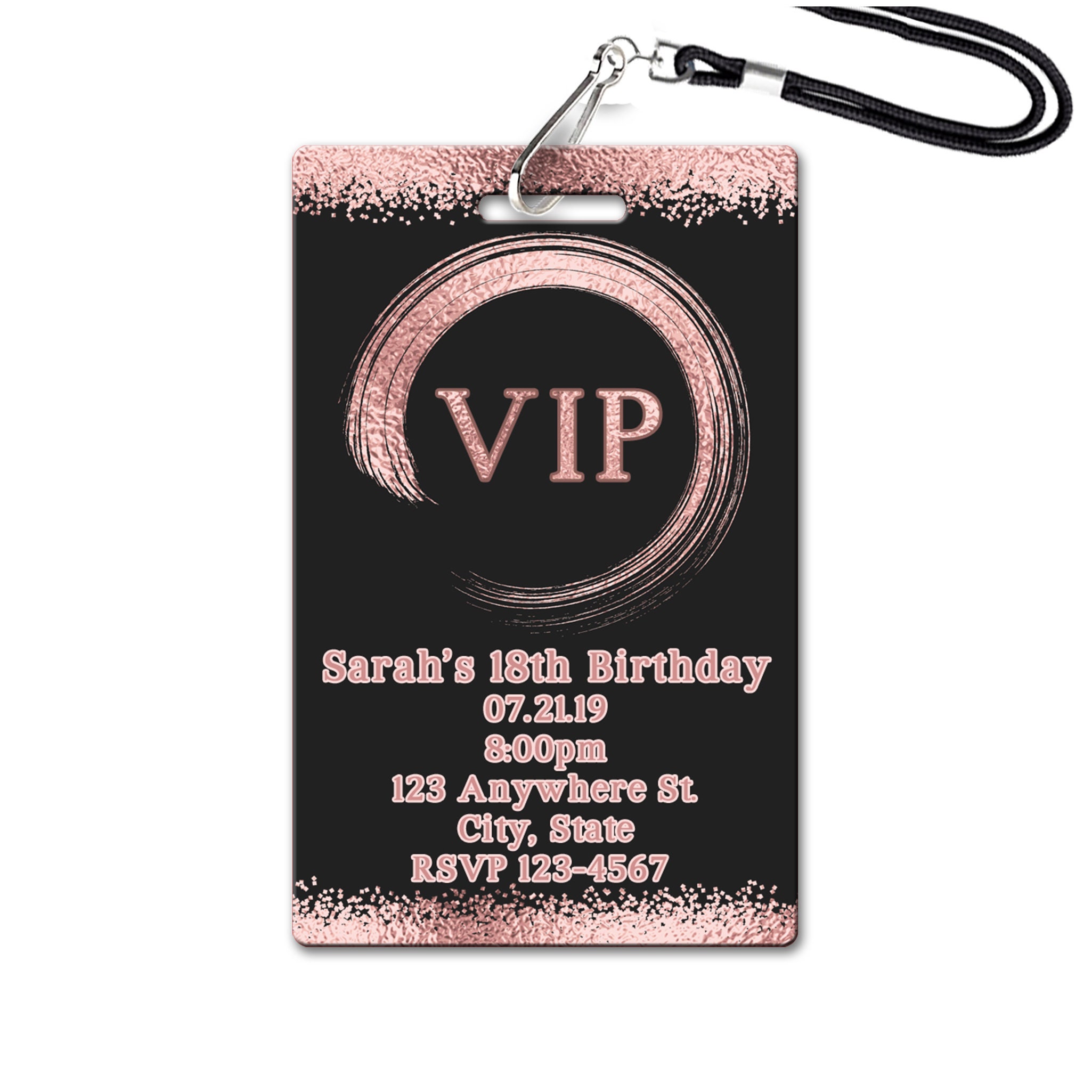 Rose Gold VIP Pass Birthday Invitation PLASTIC Rose Gold VIP - Etsy