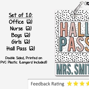 Boho Vibes Theme Classroom Hall Passes for Teachers, Personalized, Set ...