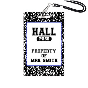 Varsity Team Theme Classroom Hall Passes for Teachers, Personalized ...