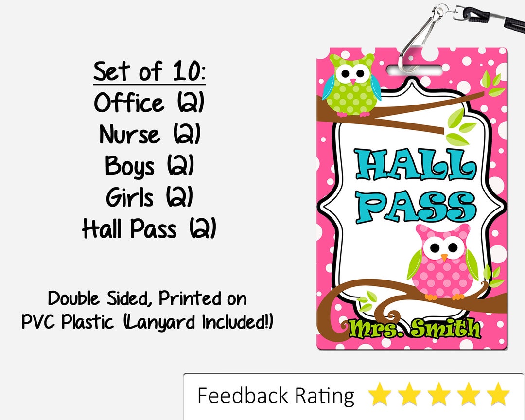 Owl Theme Classroom Hall Passes for Teachers Personalized - Etsy