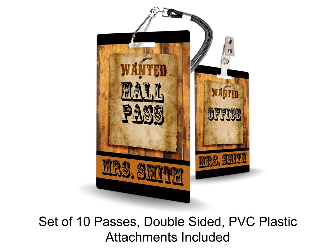 Wanted Western Theme Classroom Hall Passes for Teachers, Personalized ...