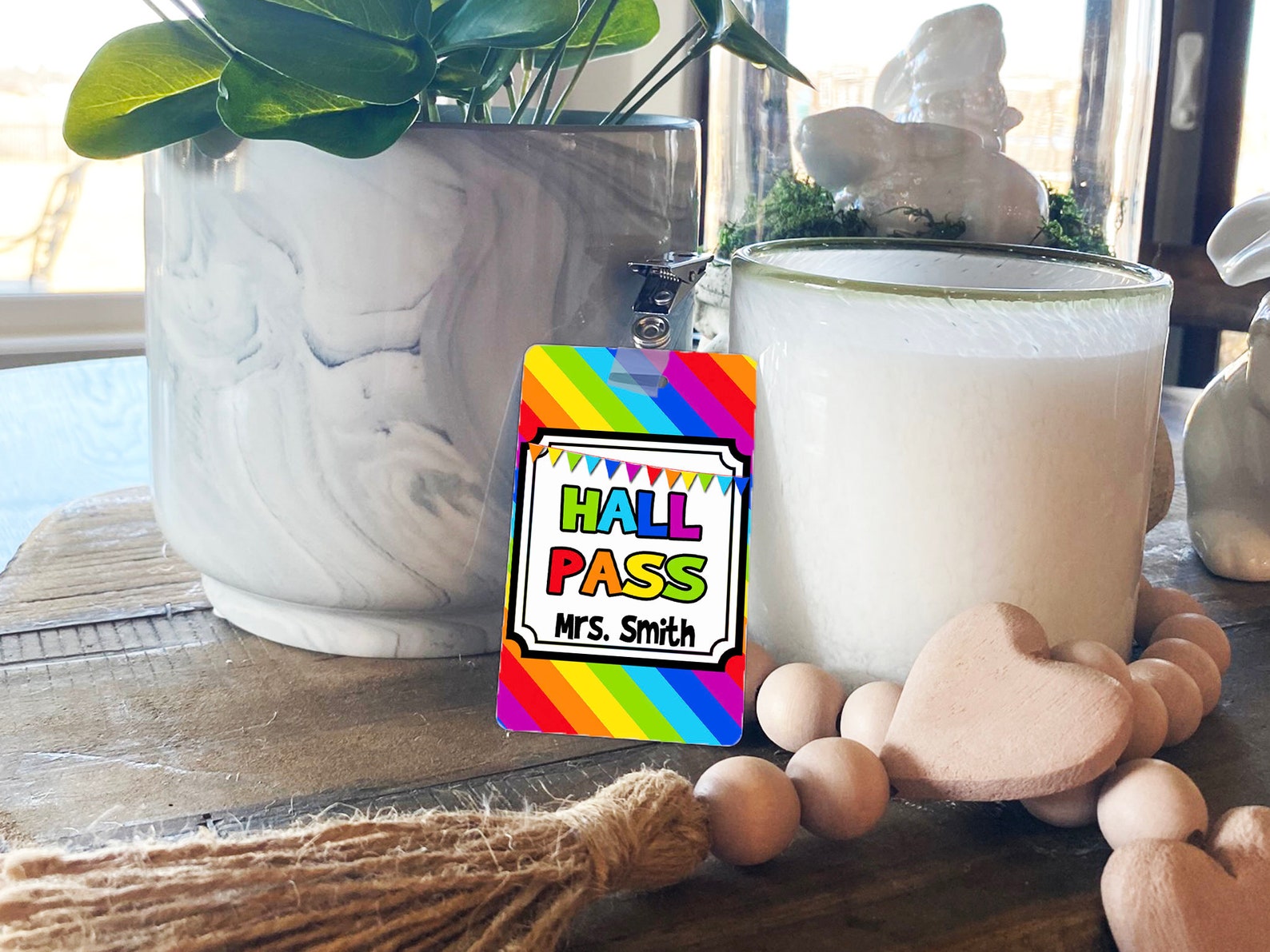 Rainbow Theme Classroom Hall Passes for Teachers, Personalized, Set of ...