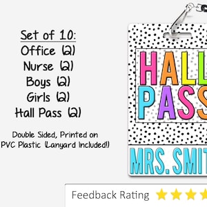 Boho Brights Theme Classroom Hall Passes for Teachers, Personalized ...