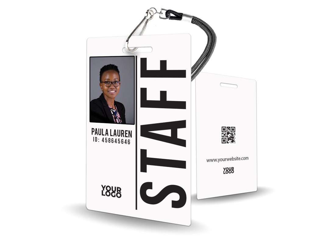 Elegant Staff ID Card - Logo Badge, Photo ID, Customizable Badge ...
