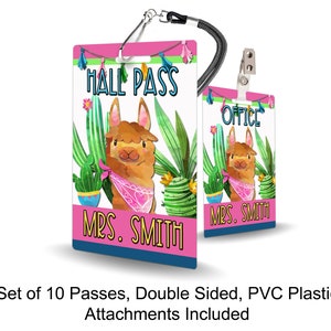 Llama Theme Classroom Hall Passes for Teachers, Personalized, Hall Pass ...