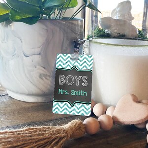 Teal Chevron Theme Classroom Hall Passes for Teachers, Personalized ...