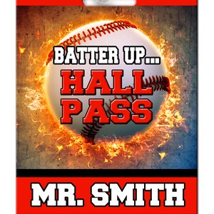 Baseball Theme Classroom Hall Passes for Teachers, Personalized, Set of ...