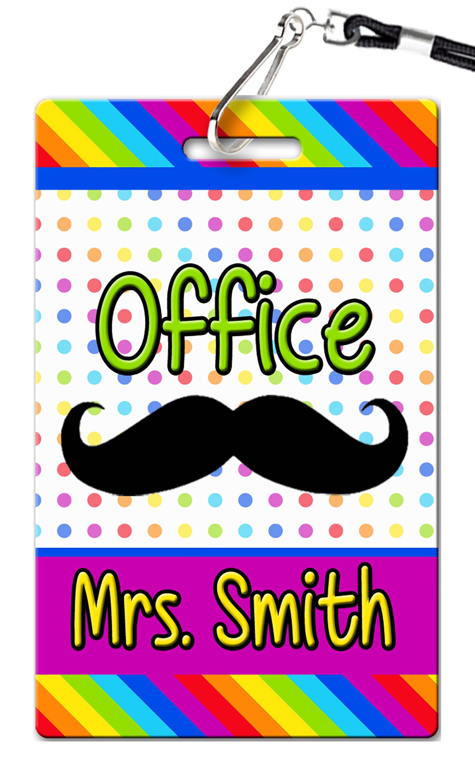 Mustache Theme Classroom Hall Passes for Teachers, Personalized, Set of ...