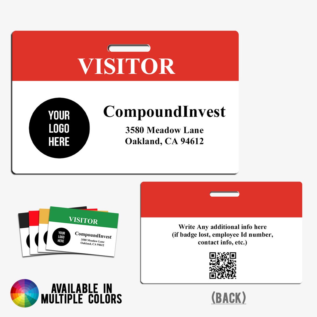 Visitor Badge Office ID, Business Entry Pass, Guest ID Badge Office ...
